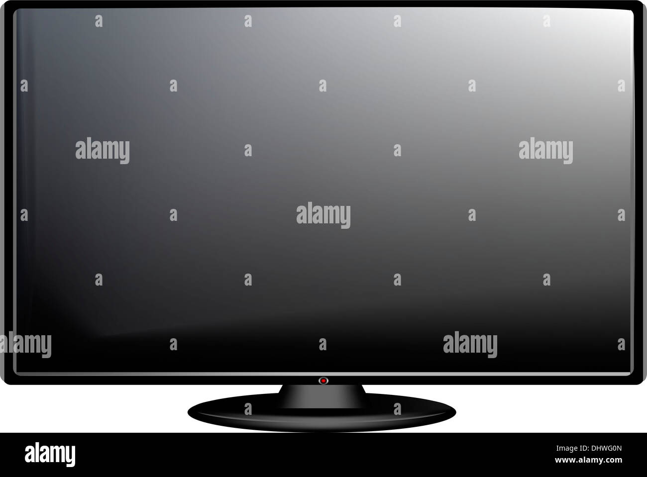Modern flat screen television in a sleek glossy black style, isolated ...