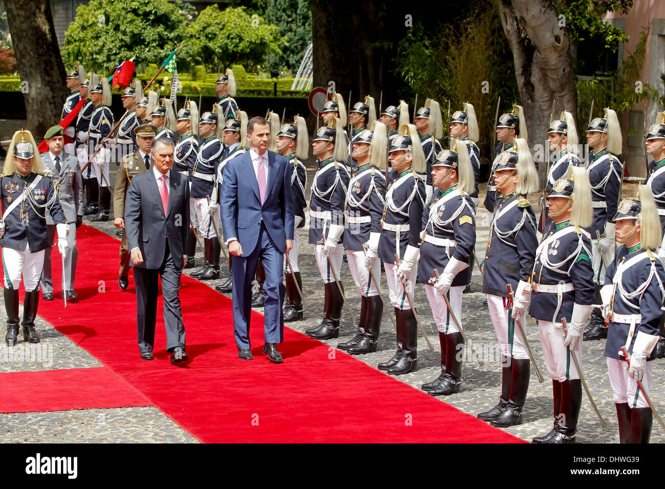 Anibal Cavaco Silva and Prince Felipe attend a lunch at the Belem ...