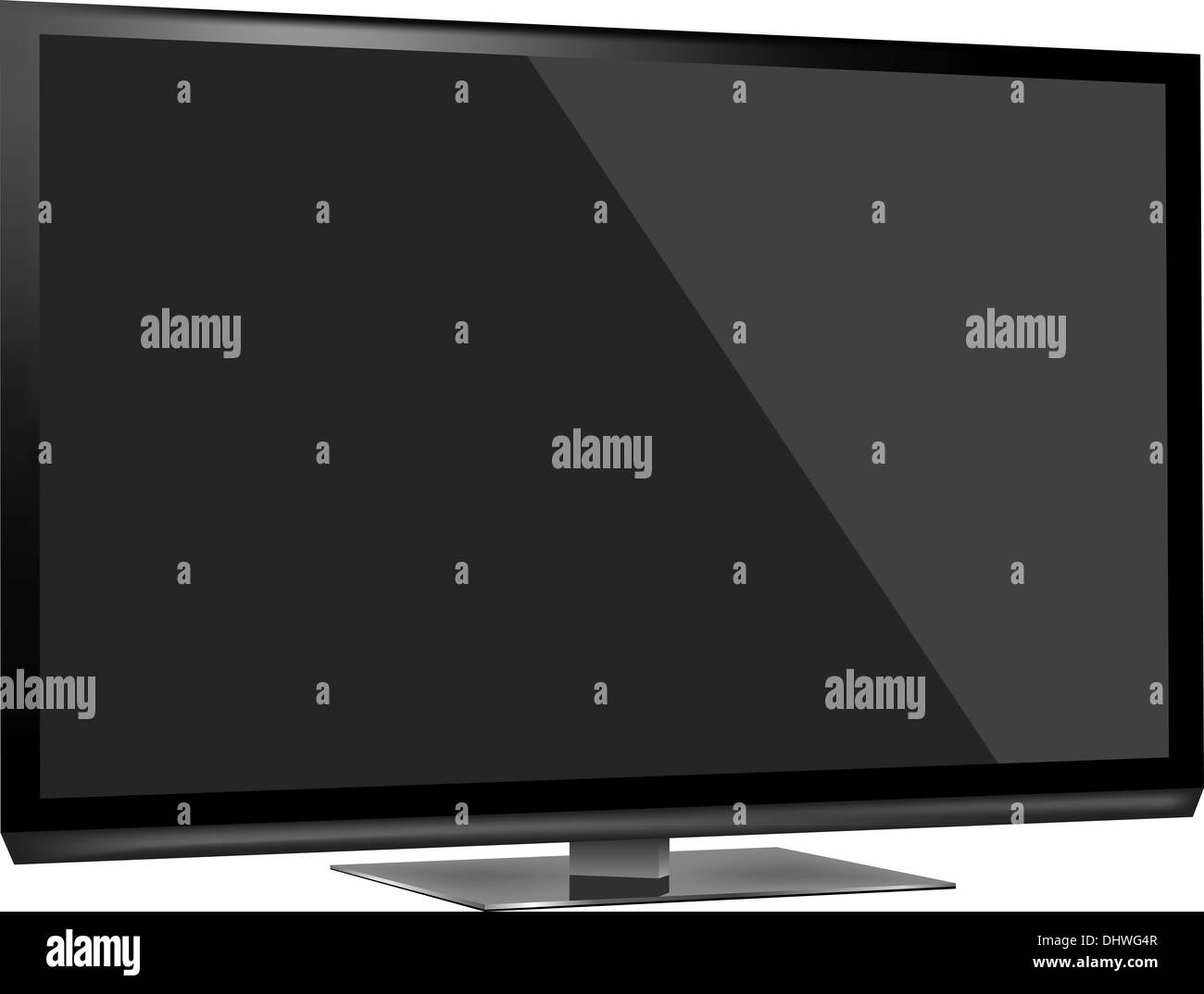 Modern flat screen television in a sleek glossy black style, isolated ...