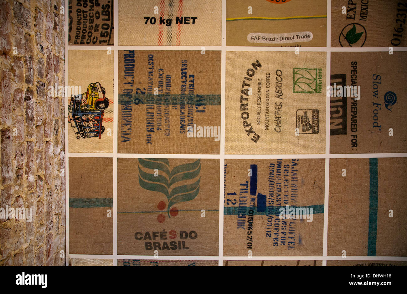 Coffee Bean Sacks Applied as Ceiling Surface at Brickwood Cafe in ...