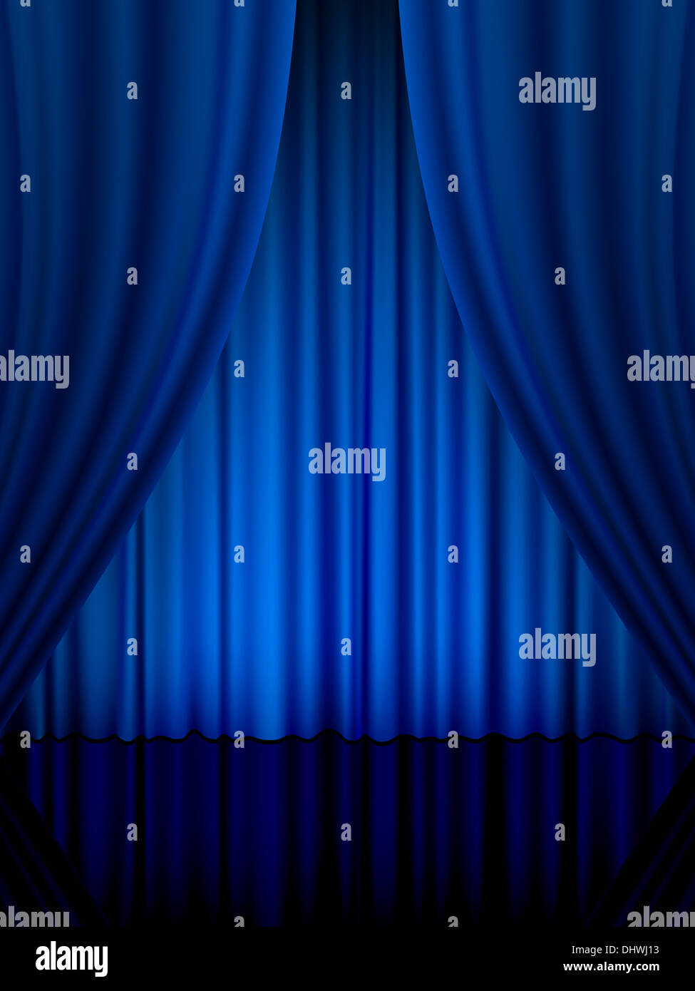 Close view of a blue curtain. Vector illustration Stock Photo - Alamy