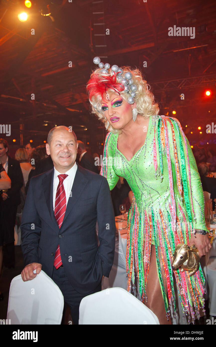 Olaf Scholz and Olivia Jones at the aftershow party of Deutscher ...