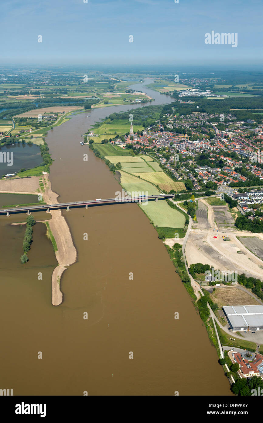 Netherlands, Rhenen, view on city and Nederrijn river. Aerial Stock ...