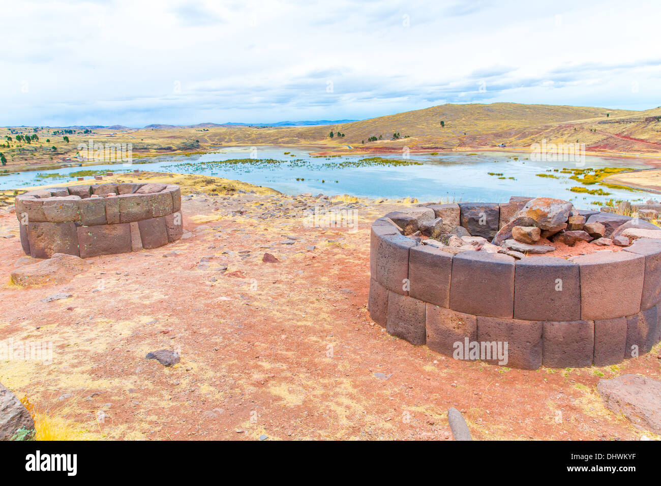 Funerary towers in Sillustani, Peru,South America- Inca prehistoric ...