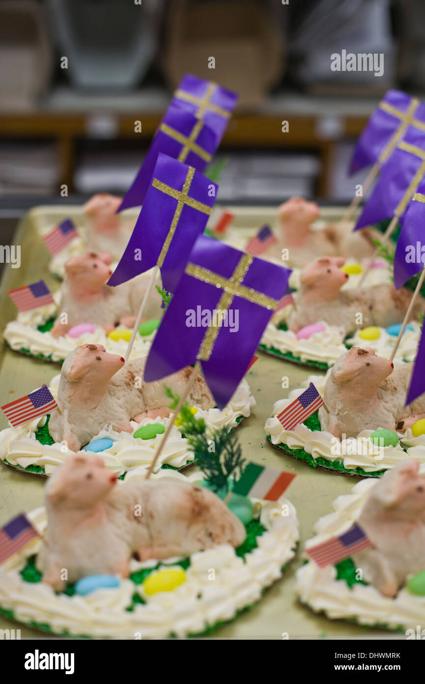 Easter Marzipan Lambs in Bakery Stock Photo - Alamy