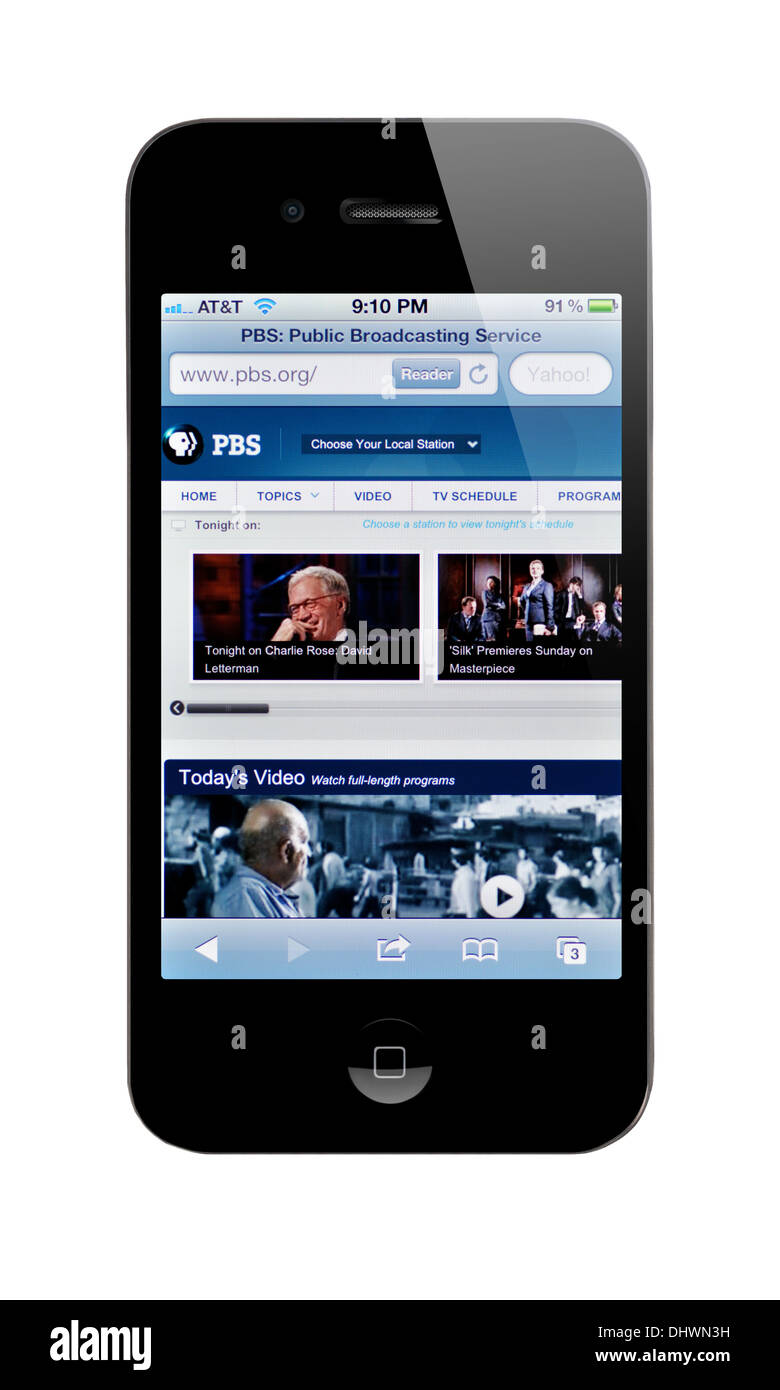 iPhone screen showing PBS - Public Broadcasting Service website Stock ...