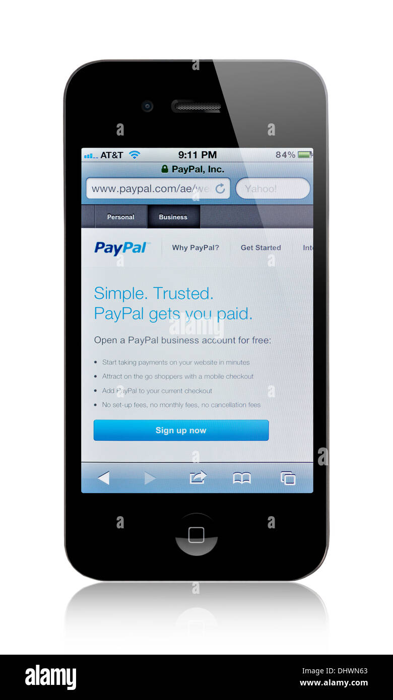iPhone screen showing Paypal website Stock Photo - Alamy