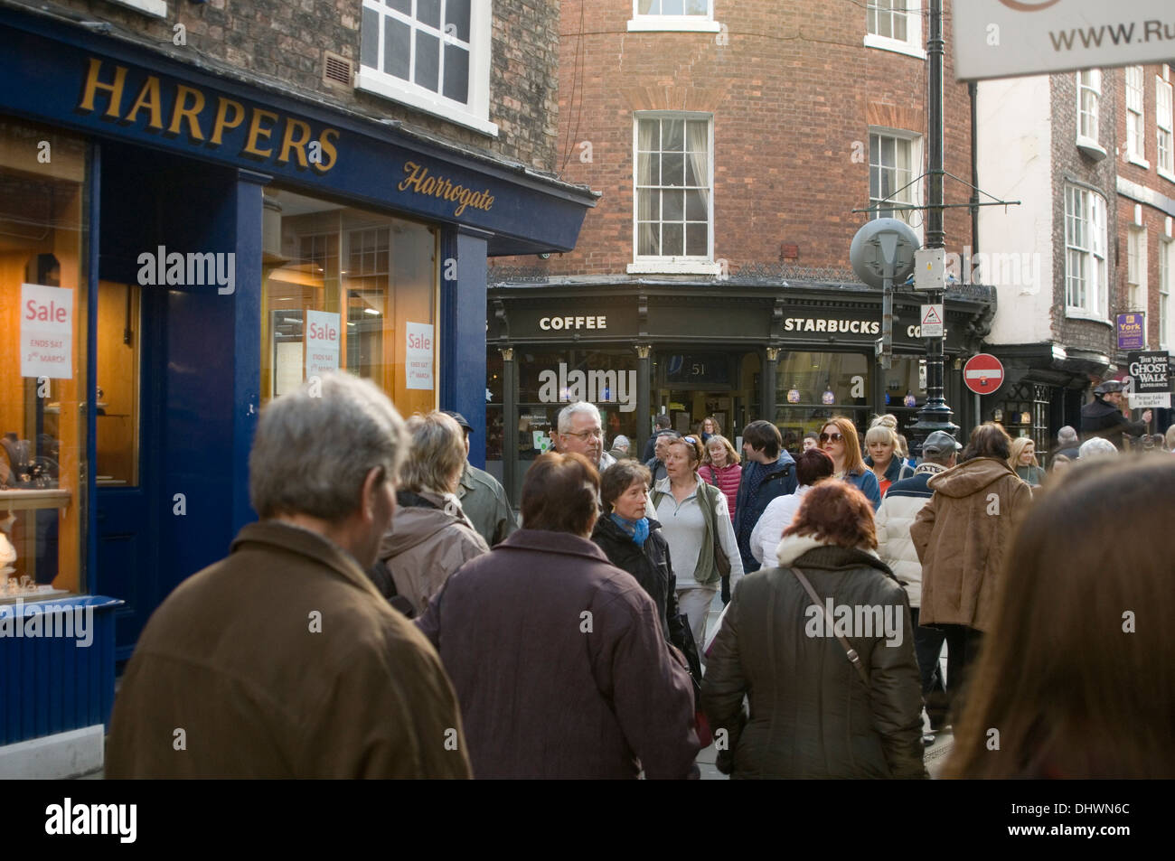 york uk high street busy bustling people shops shops consumer consumer ...