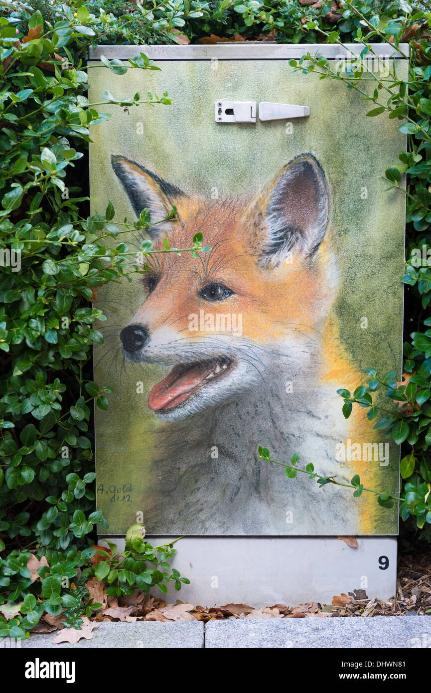 Fox Mural on Telephone Junction Box Stock Photo - Alamy