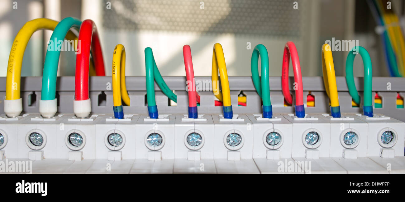 Server front side showing colorful switches and wiring Stock Photo - Alamy