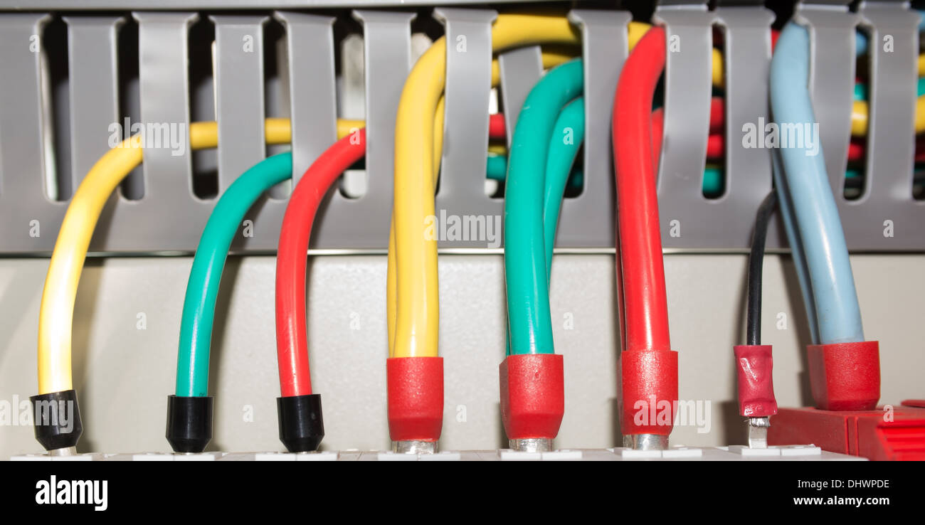 Server front side showing colorful switches and wiring Stock Photo - Alamy