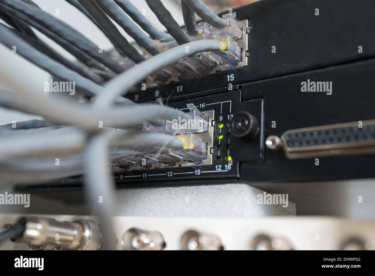 network cables connected to switches, shallow depth of field Macro ...