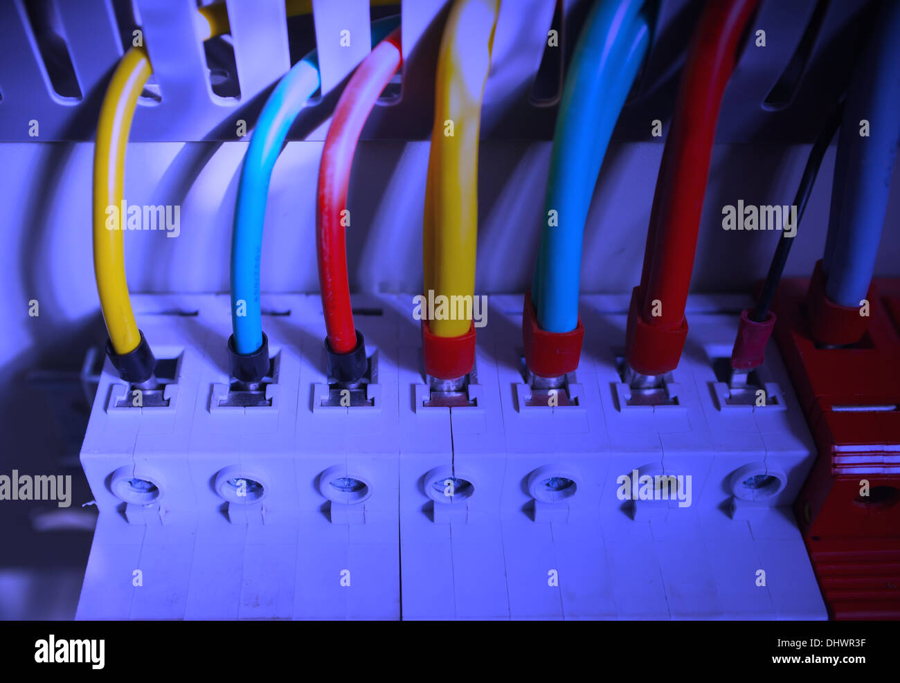 Server front side showing colorful switches and wiring Stock Photo - Alamy