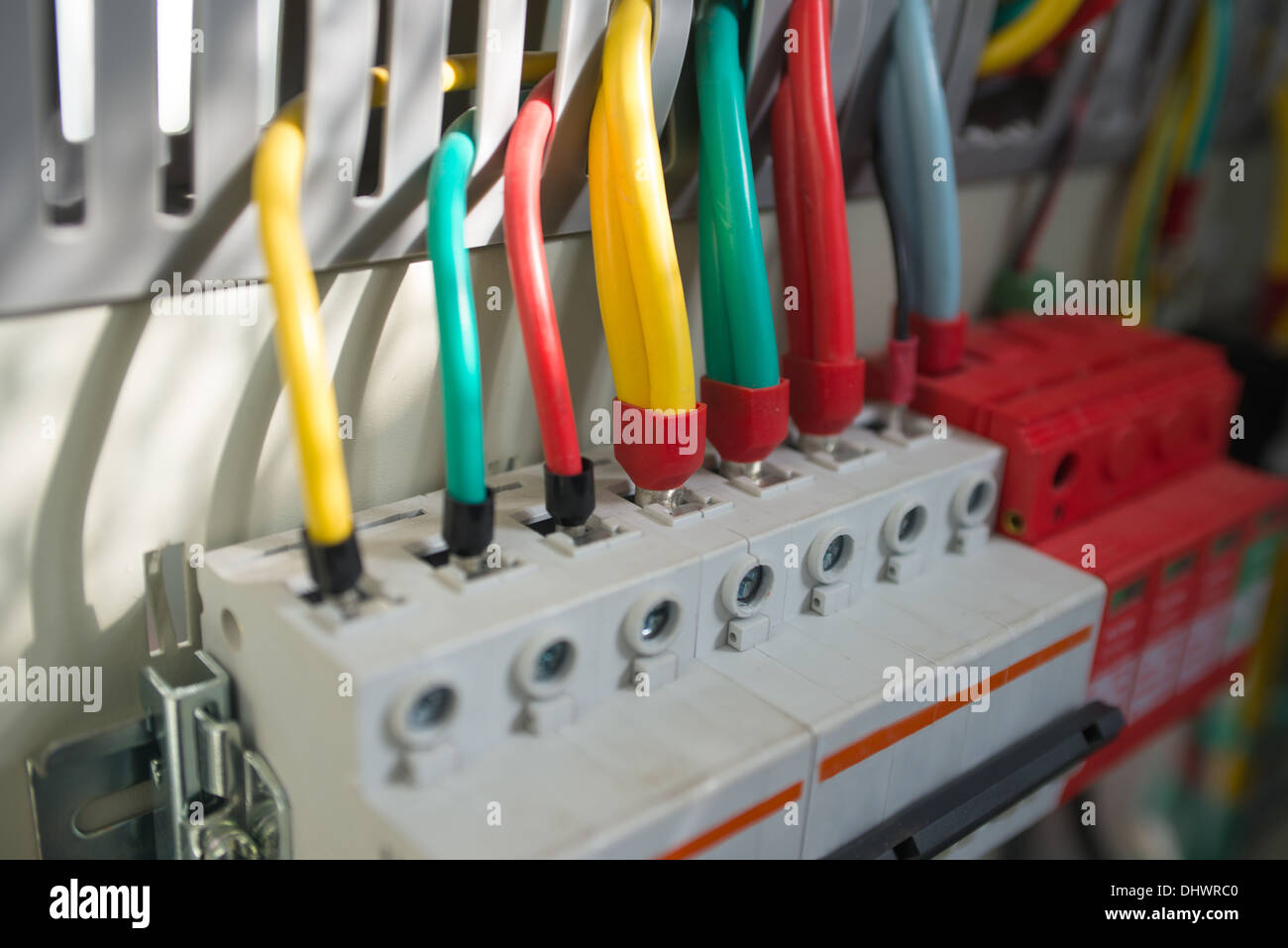 Server front side showing colorful switches and wiring Stock Photo - Alamy