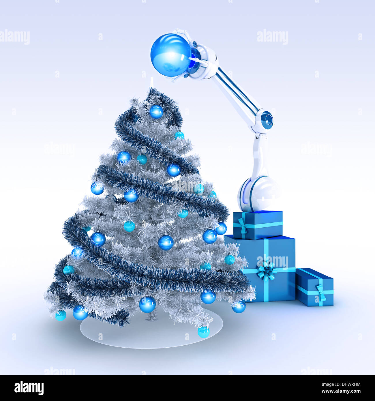 Robot and Christmas tree Stock Photo - Alamy