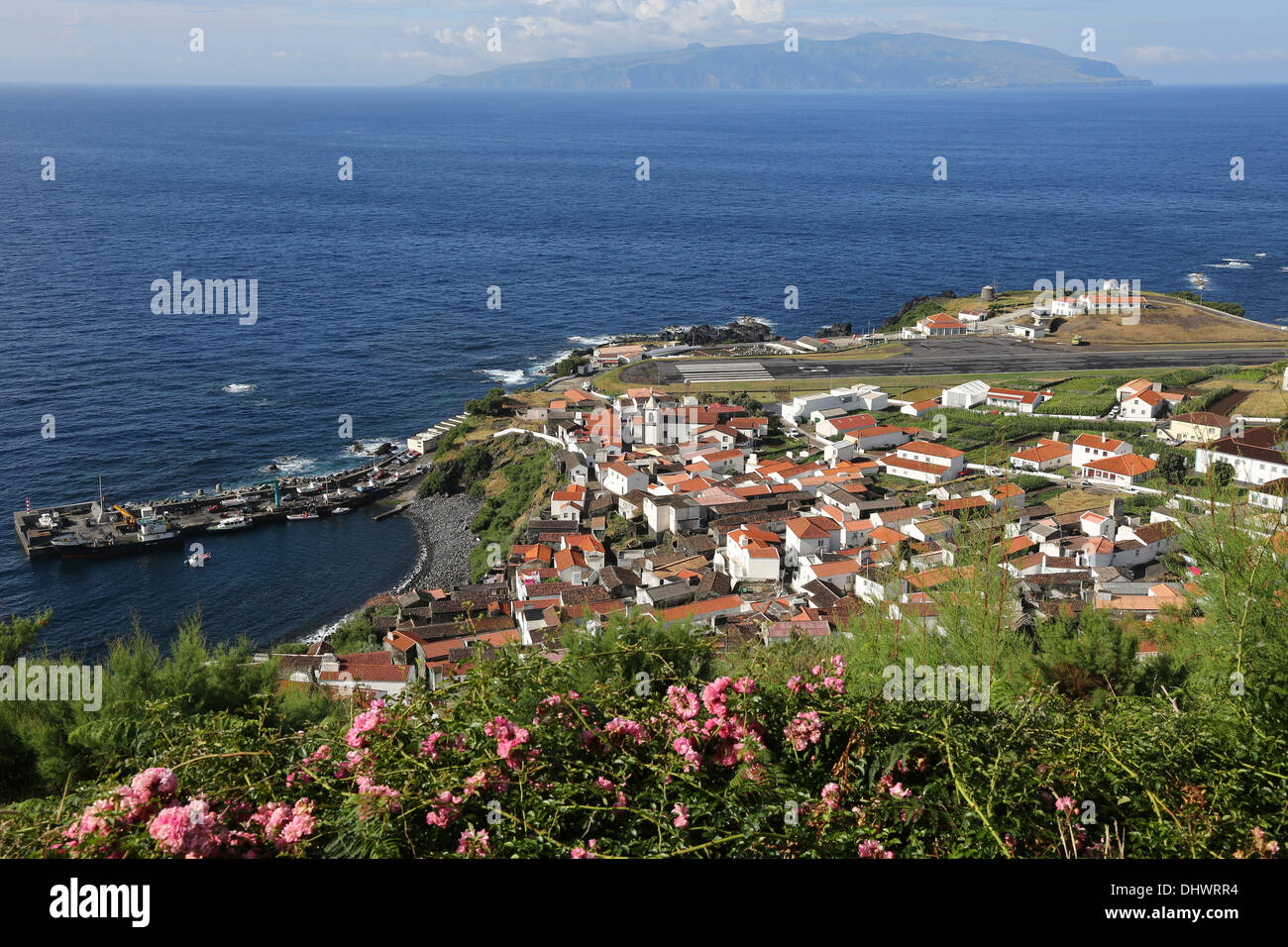 Panorama of the island of Corvo in the Atlantic Ocean Azores Portugal ...