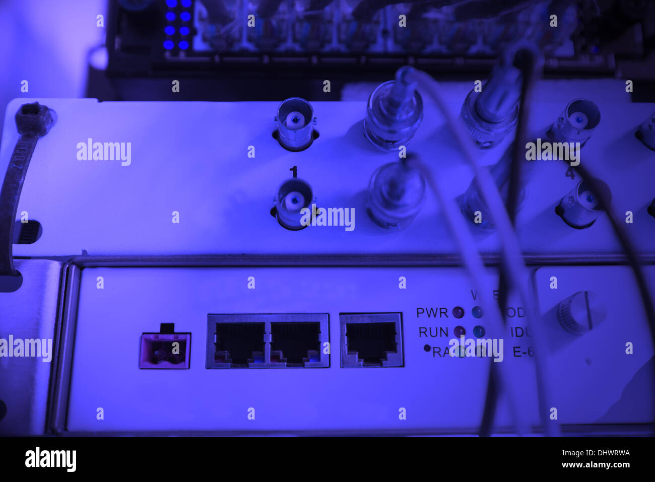 network cables connected to switches, shallow depth of field Macro ...