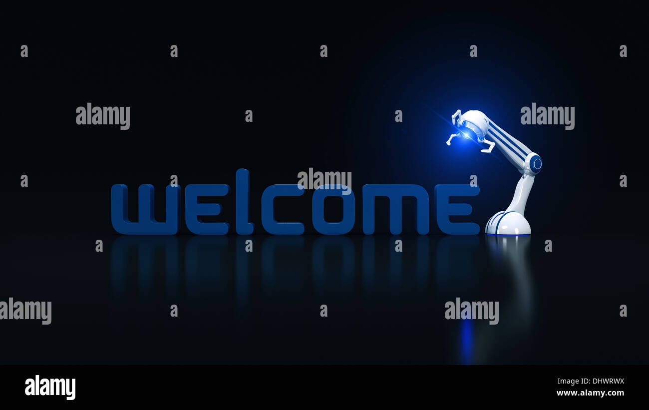 Welcome robotic - Design made in 3D Stock Photo - Alamy