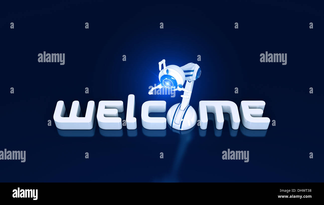 Welcome robotic - Design made in 3D Stock Photo - Alamy