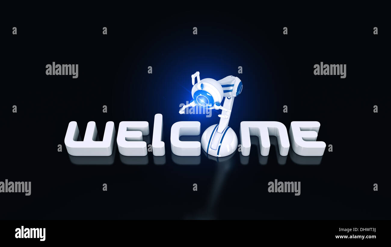 Welcome robotic - Design made in 3D Stock Photo - Alamy