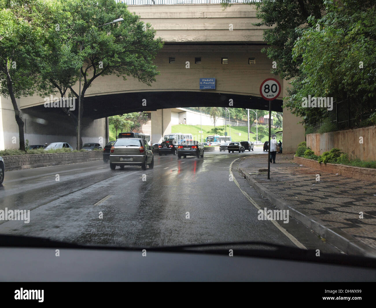 Traffic on a highway through the city of Sao Paulo in Brazil Stock ...