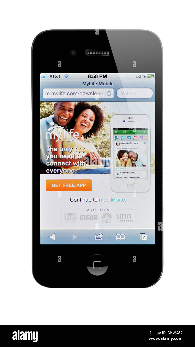 iPhone screen showing MyLife people search website Stock Photo - Alamy