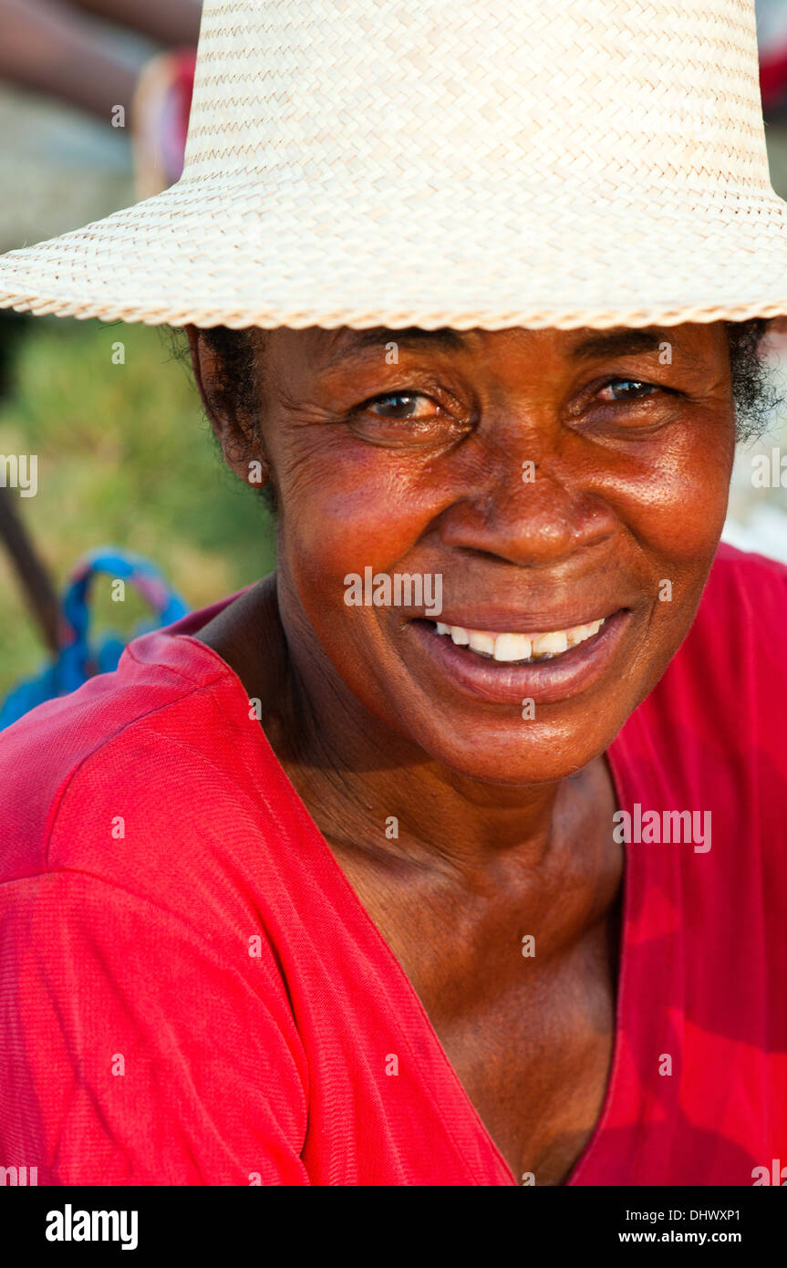 woman stall proprietor, craft market, foreshore, tulear, madagascar ...