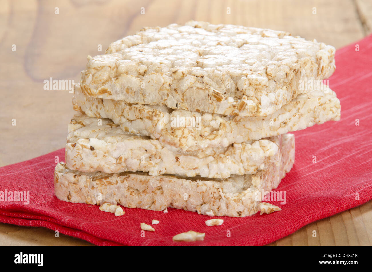 square puffed rice on a red cloth Stock Photo - Alamy