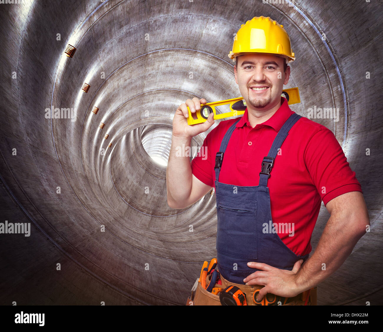 portrait of manual worker in concrete tunnel Stock Photo - Alamy