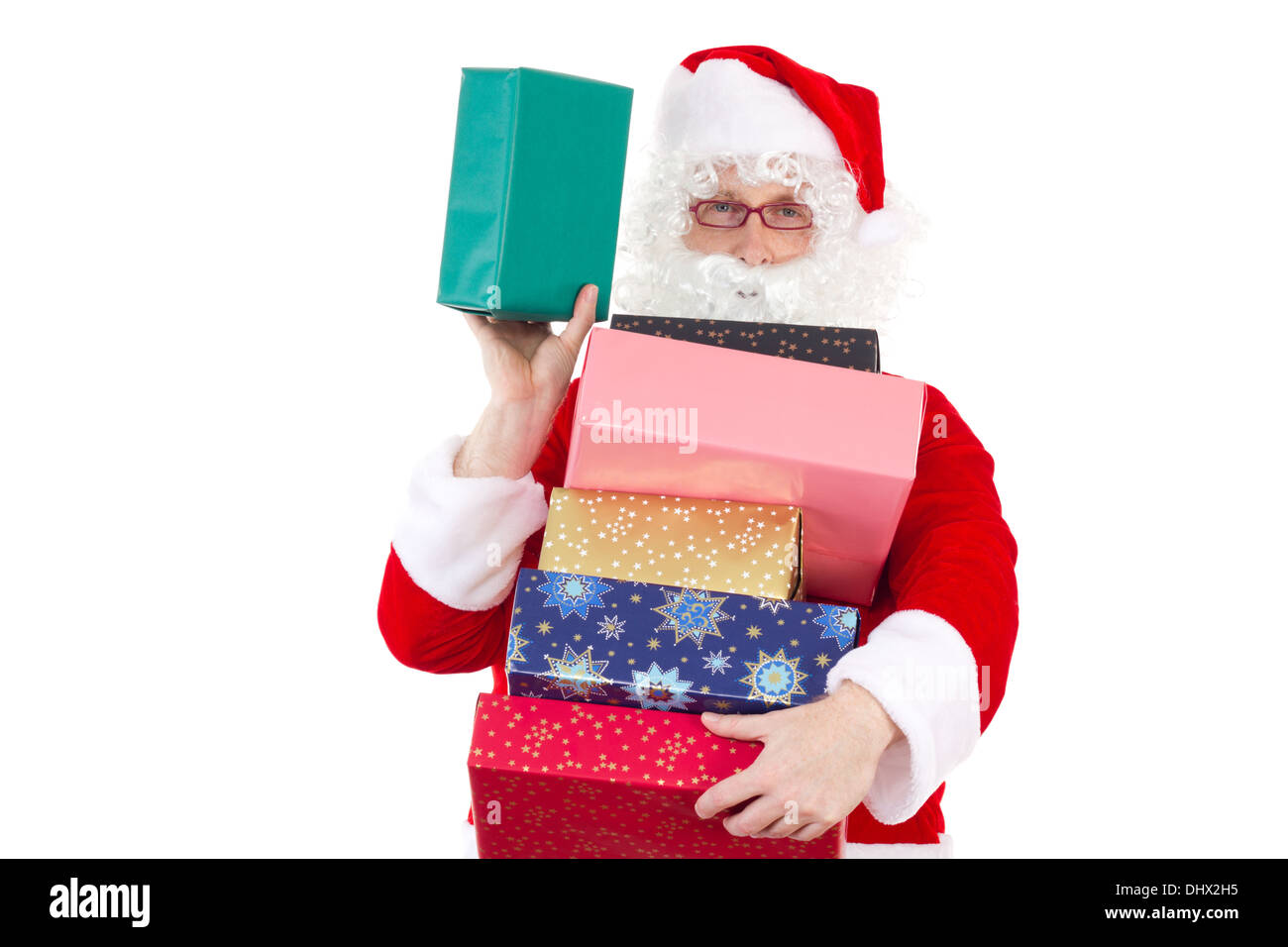 Santa Claus spreading lot of gifts to nice children Stock Photo - Alamy