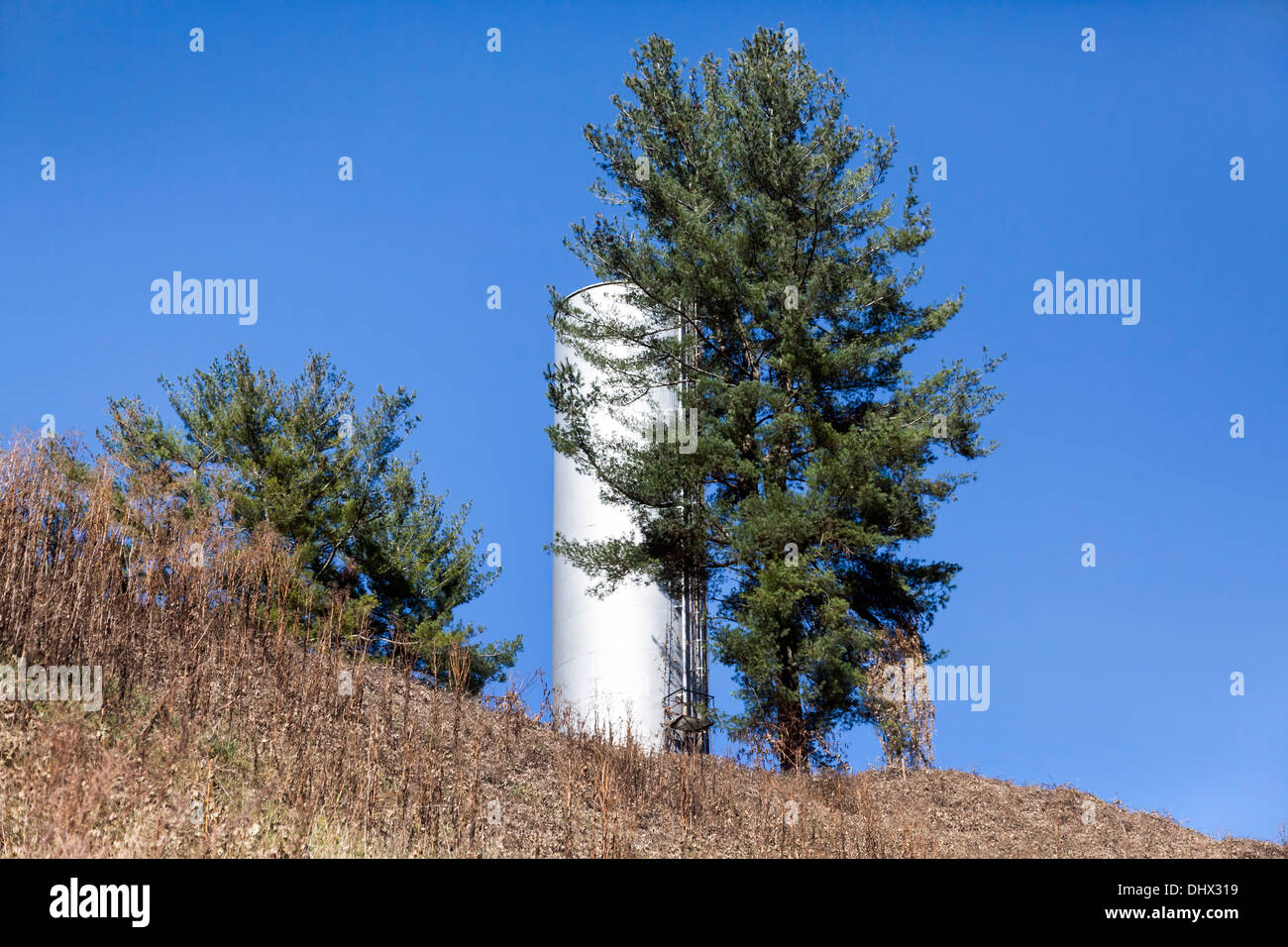Water tank on hillside next to Jackson Paper Manufacturing in Sylva ...