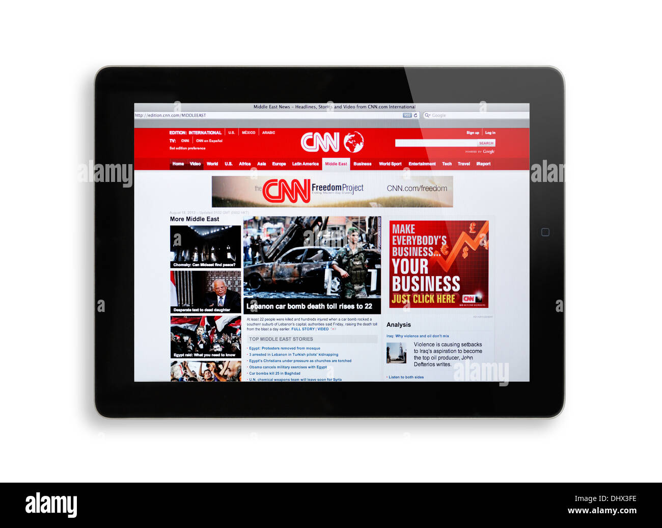 CNN website on iPad screen - Middle East Stock Photo - Alamy