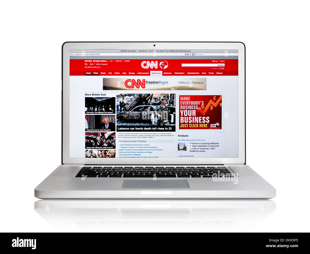 CNN website on laptop screen - Middle East Stock Photo - Alamy