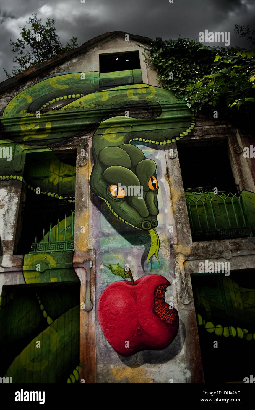 A giant mural depicting the serpentine temptation sprawled across a ...