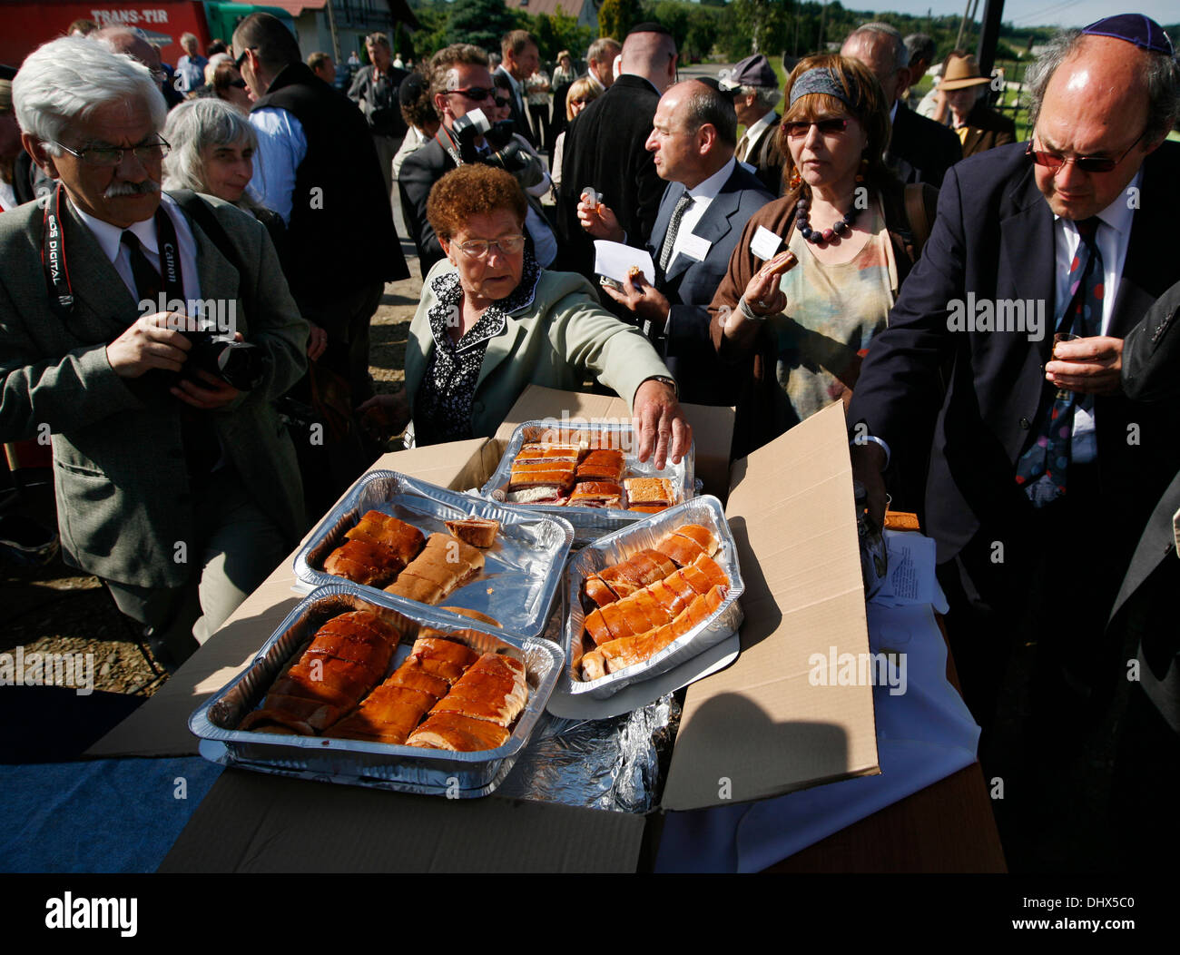 Food for gathered crowd after the re-consecration Brzostek's Jewish ...