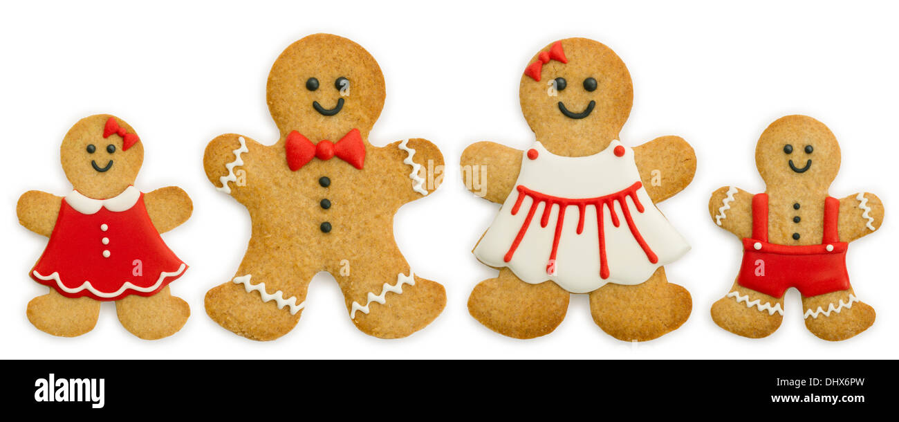 Gingerbread family isolated against a white background Stock Photo - Alamy