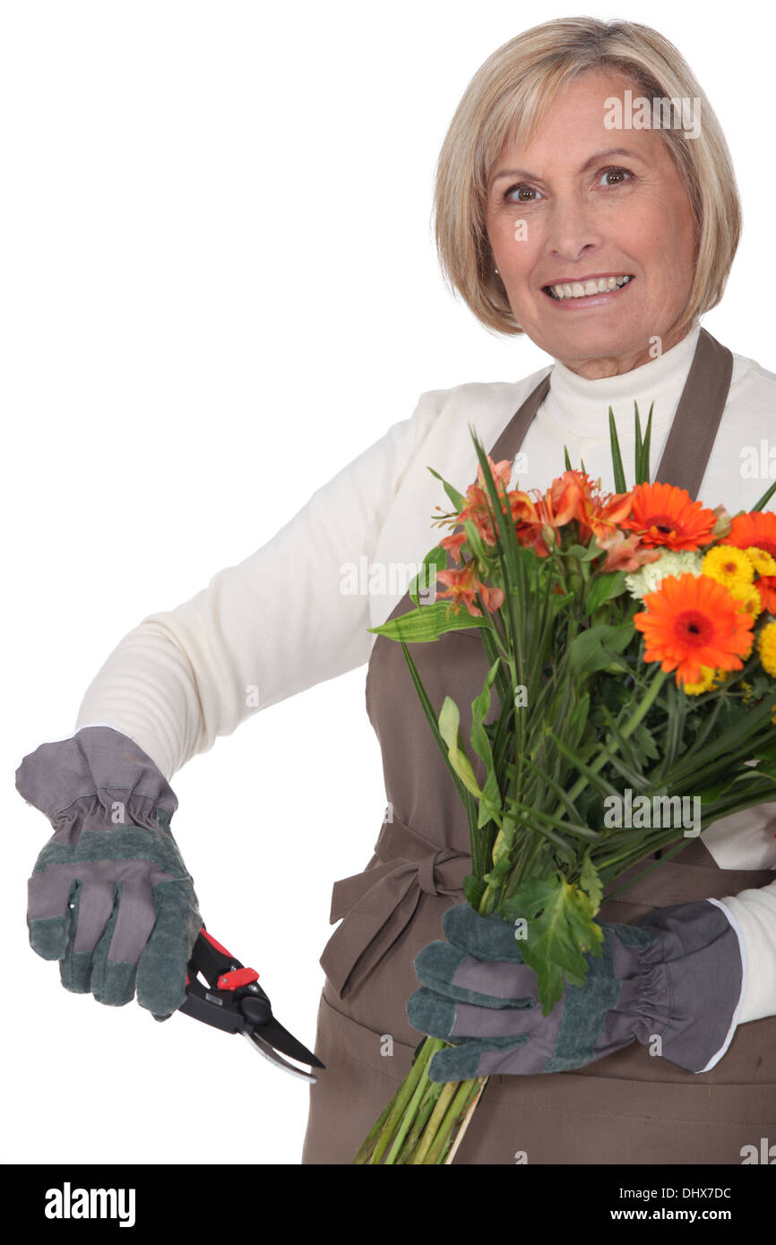 Happy female florist preparing hi-res stock photography and images - Alamy
