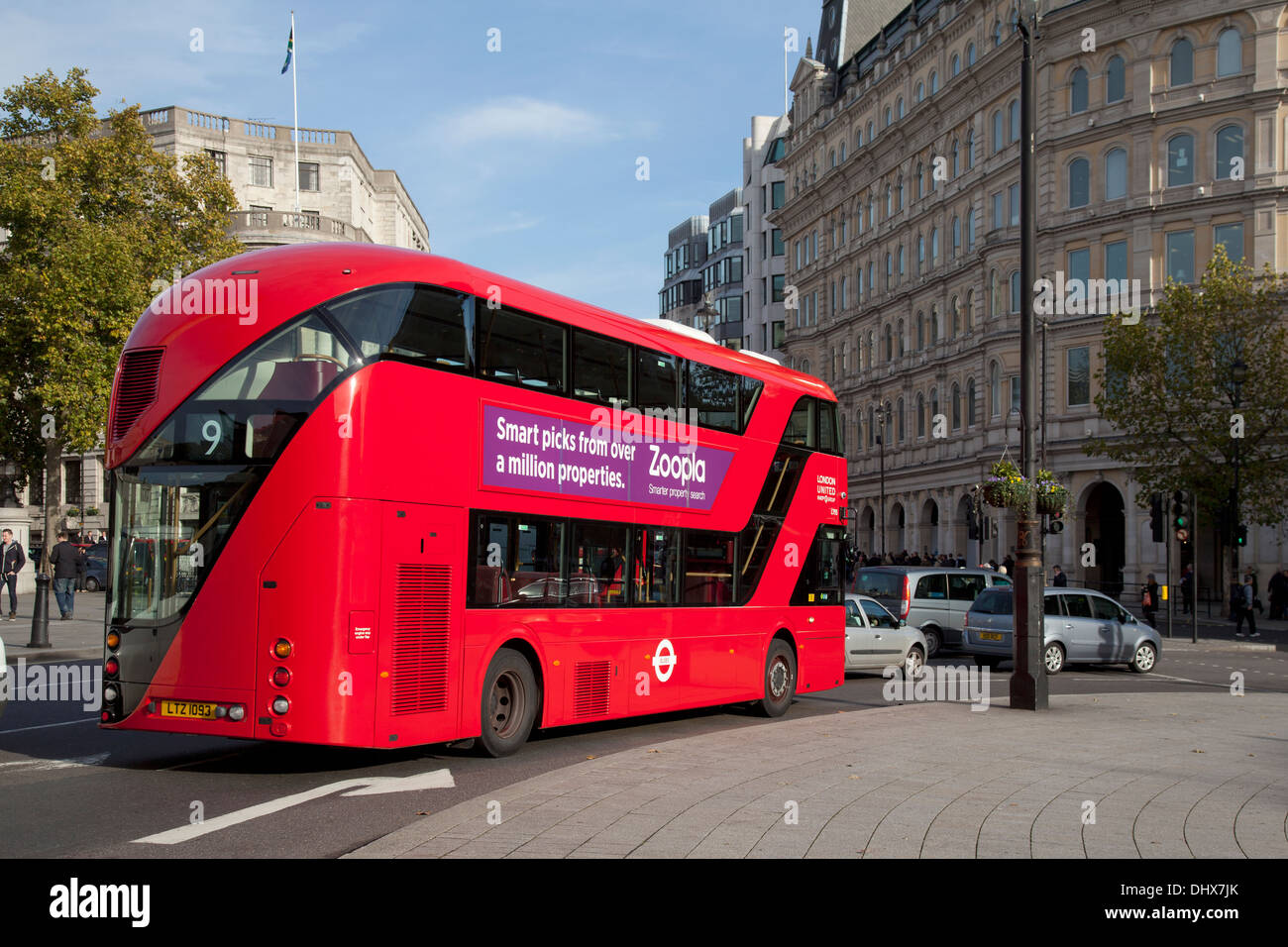 New routemaster bus, London , rear angle Stock Photo - Alamy