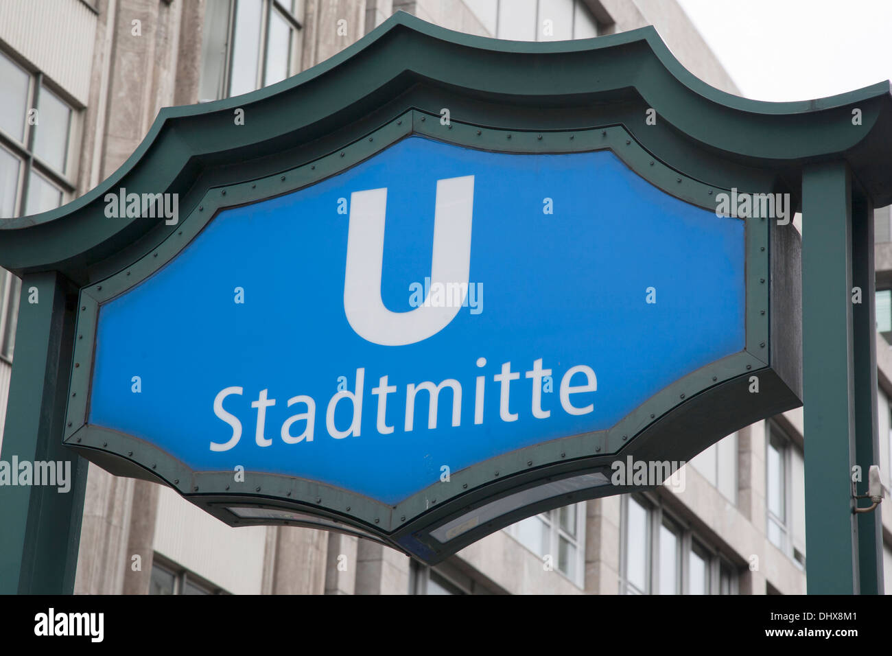 Blue Stadtmitte U-Barn Subway; Sign; Berlin; Germany Stock Photo - Alamy