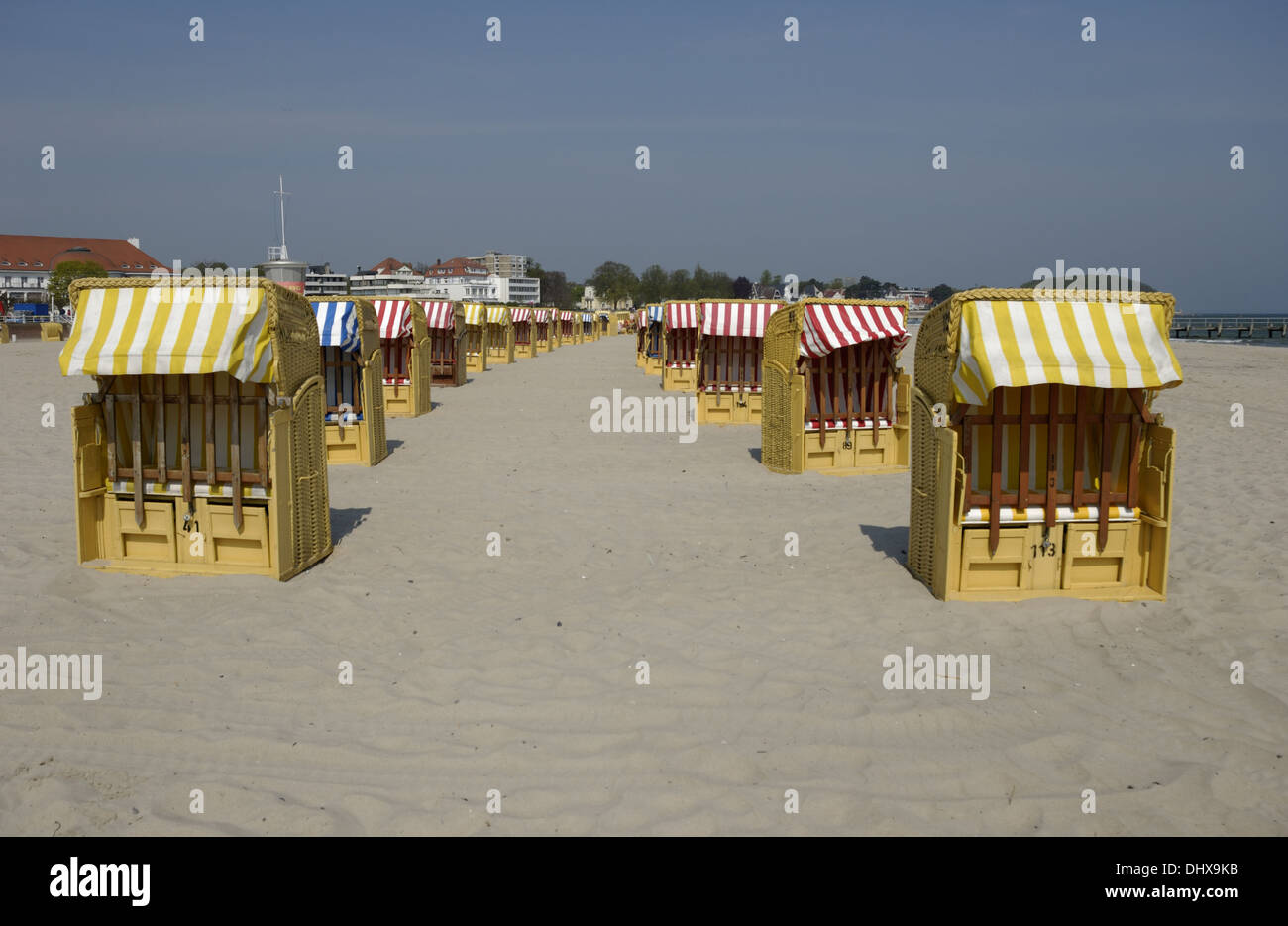 Beach wicker chairs in Travemunde Stock Photo - Alamy