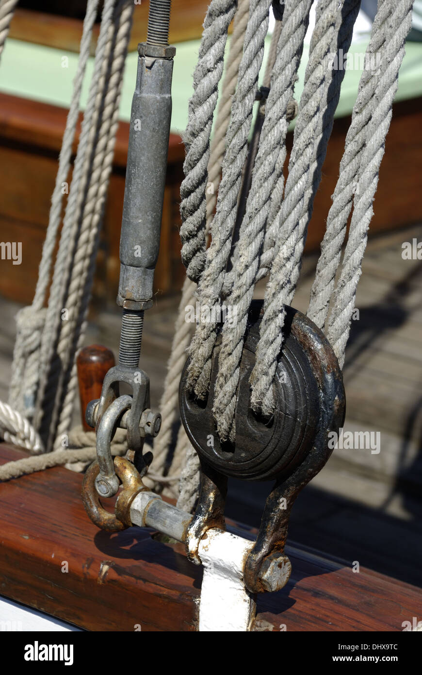 Shrouds on a sailing vessel in Flensburg Stock Photo - Alamy