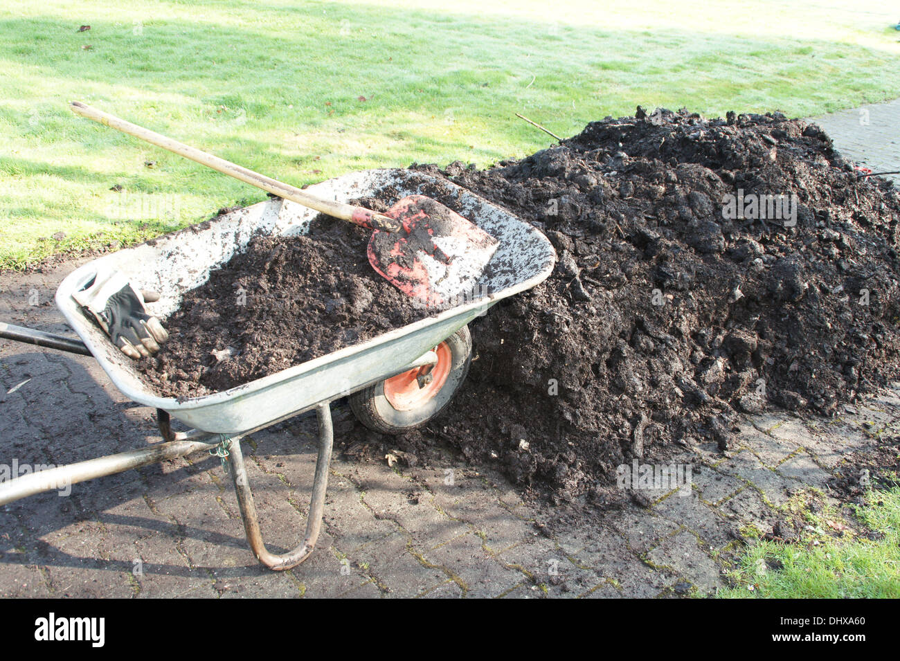 Compost in a wheelbarrow Stock Photo - Alamy