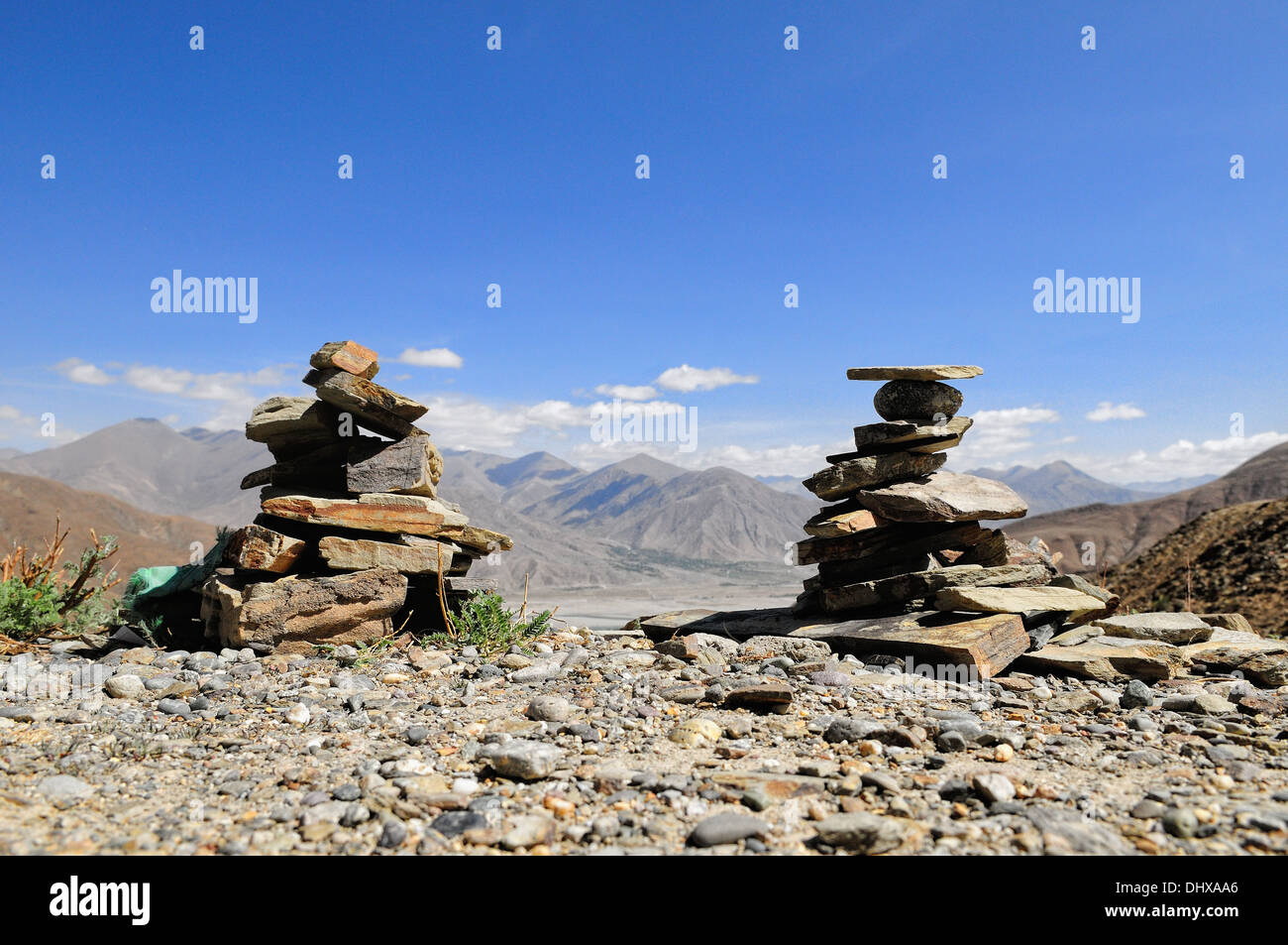Stone towers in Tibet Stock Photo - Alamy