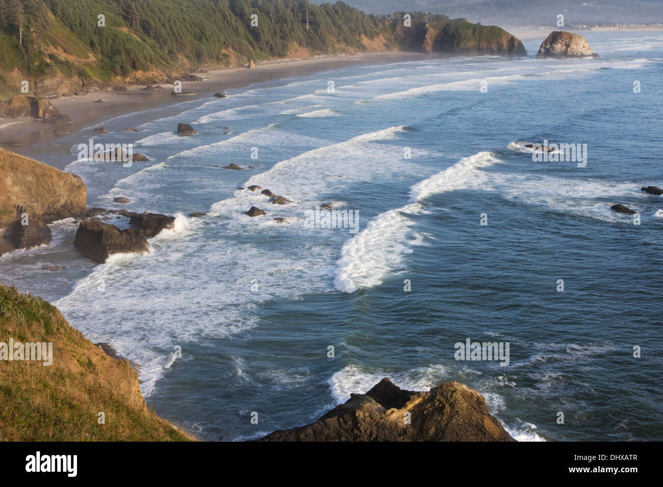 The surf pounds Crescent Beach along the Oregon coast, as seen from ...