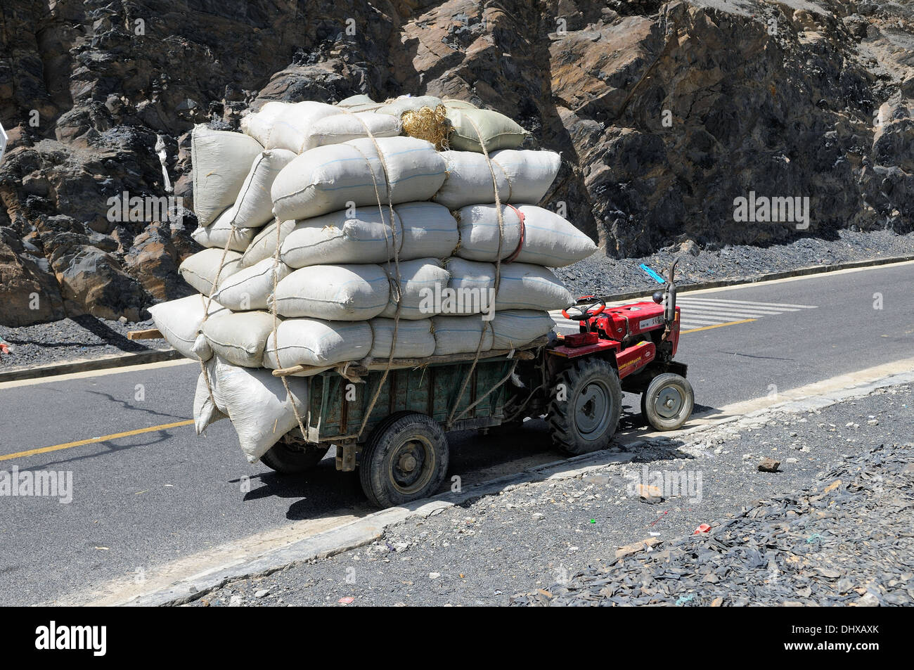Transportation in Tibet over the mountains Stock Photo - Alamy
