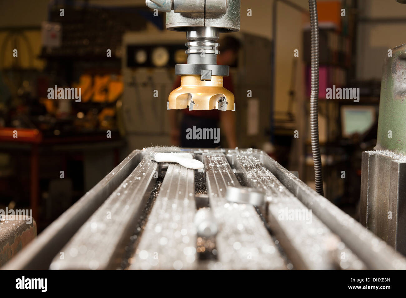 Facing operation of a metal blank on turning machine with cutting tool ...