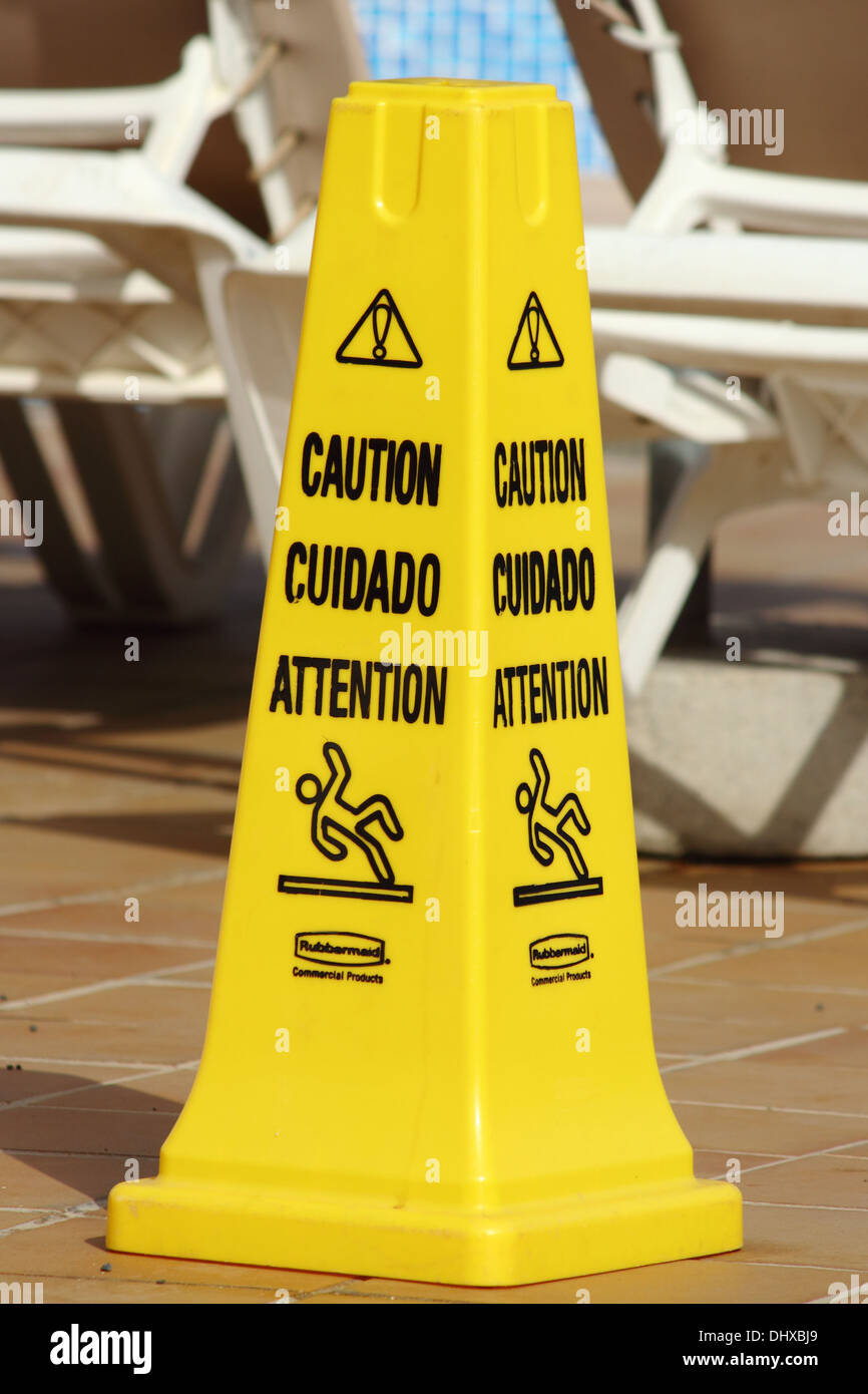 yellow warning cone Stock Photo - Alamy