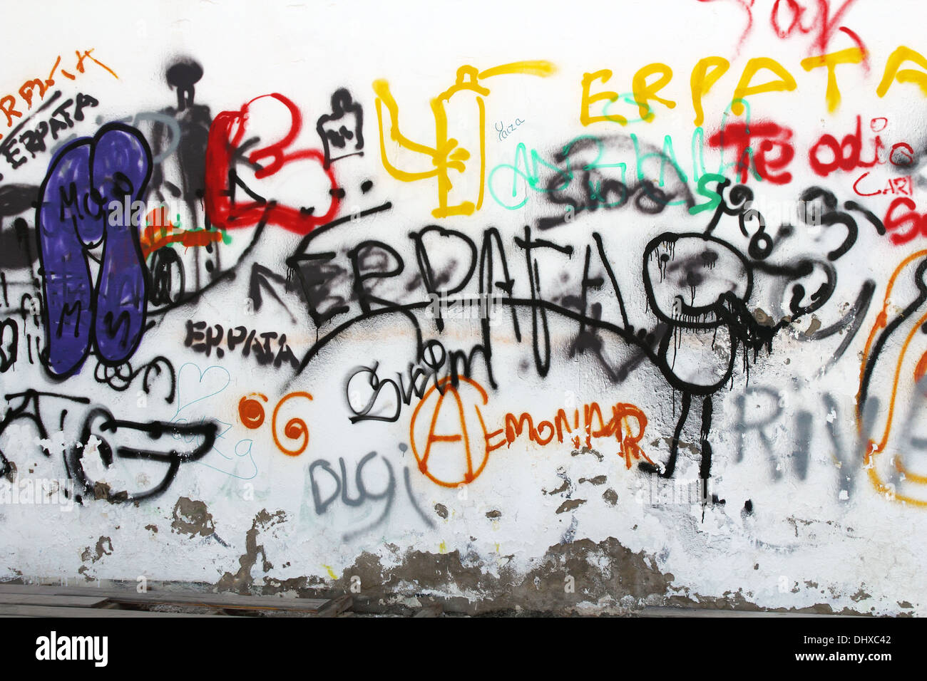 colorful graffiti on a white wall Stock Photo - Alamy