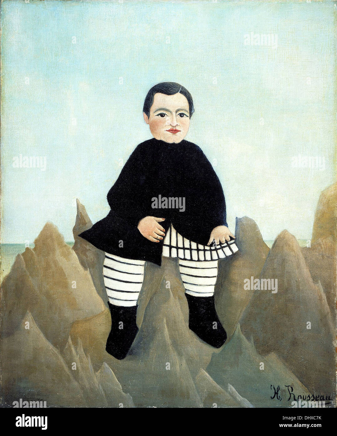 Boy on the Rocks - by Henri Rousseau, 1895 Stock Photo - Alamy