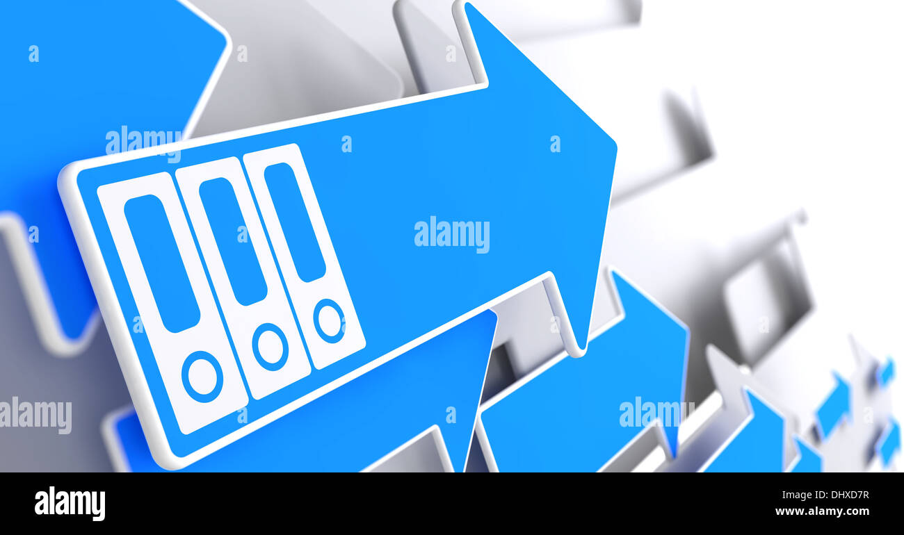 Folders Icon on Blue Arrow Stock Photo - Alamy